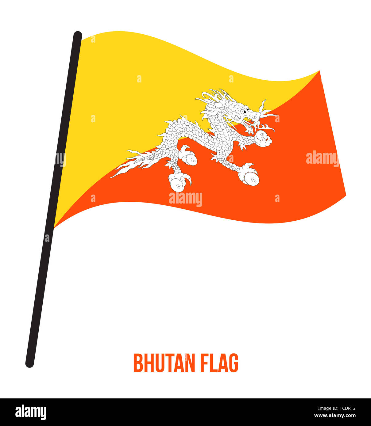 Bhutan Flag Waving Vector Illustration on White Background. Bhutan ...