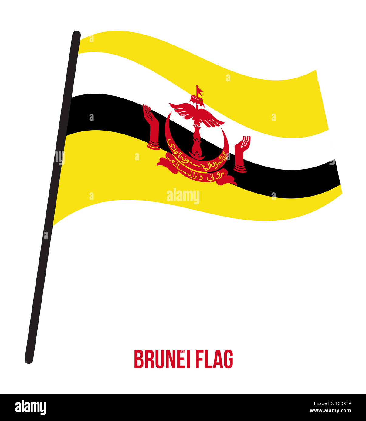 Brunei Flag Waving Vector Illustration on White Background. Brunei ...