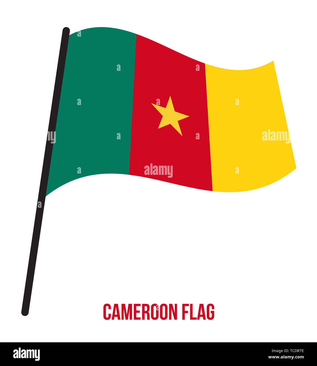 Cameroon Flag Waving Vector Illustration on White Background. Cameroon ...
