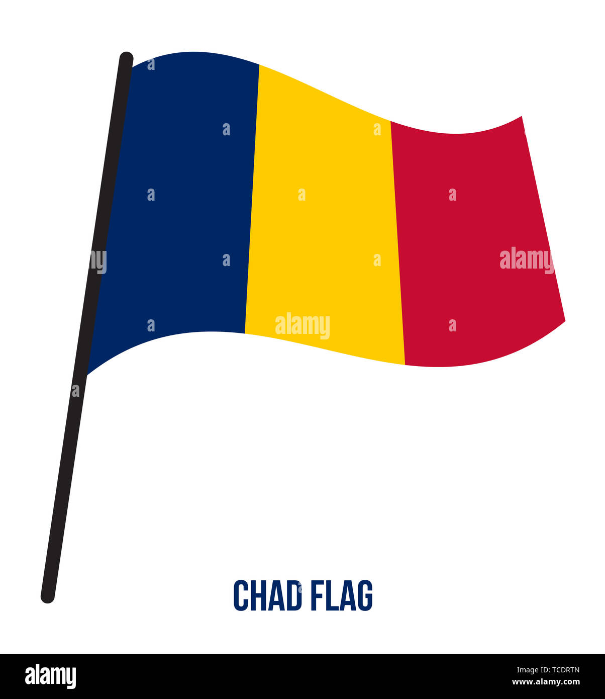 Chad Flag Waving Vector Illustration on White Background. Chad National ...