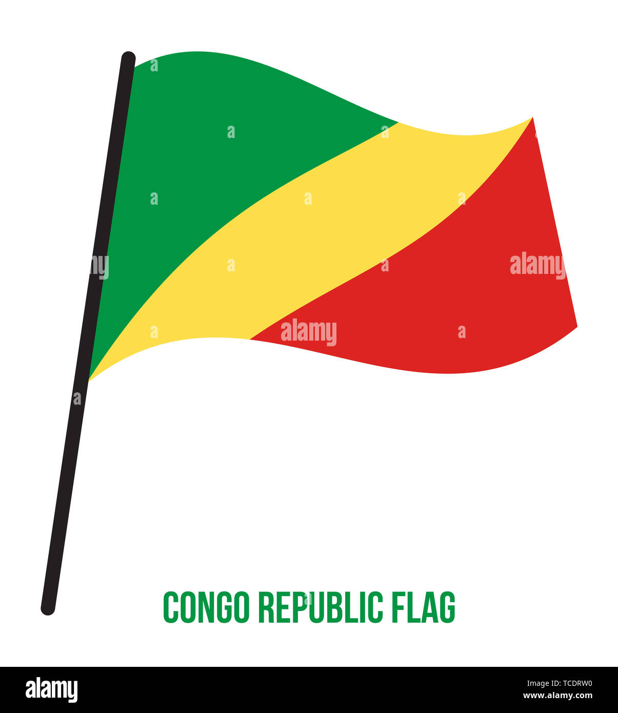 Congo Republic Flag Waving Vector Illustration On White Background