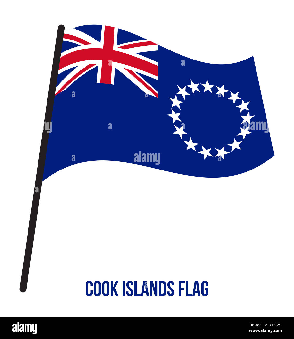 Cook Islands Flag Waving Vector Illustration on White Background. Cook ...