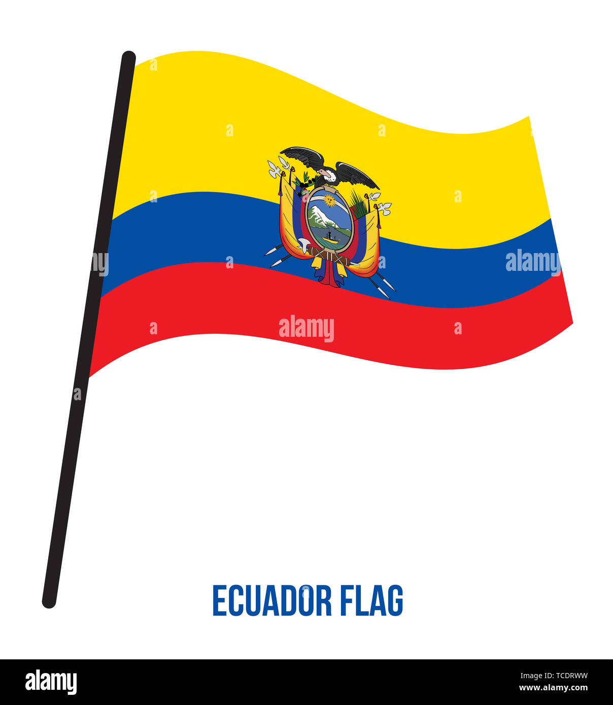 Ecuador Flag Waving Vector Illustration on White Background. Ecuador ...