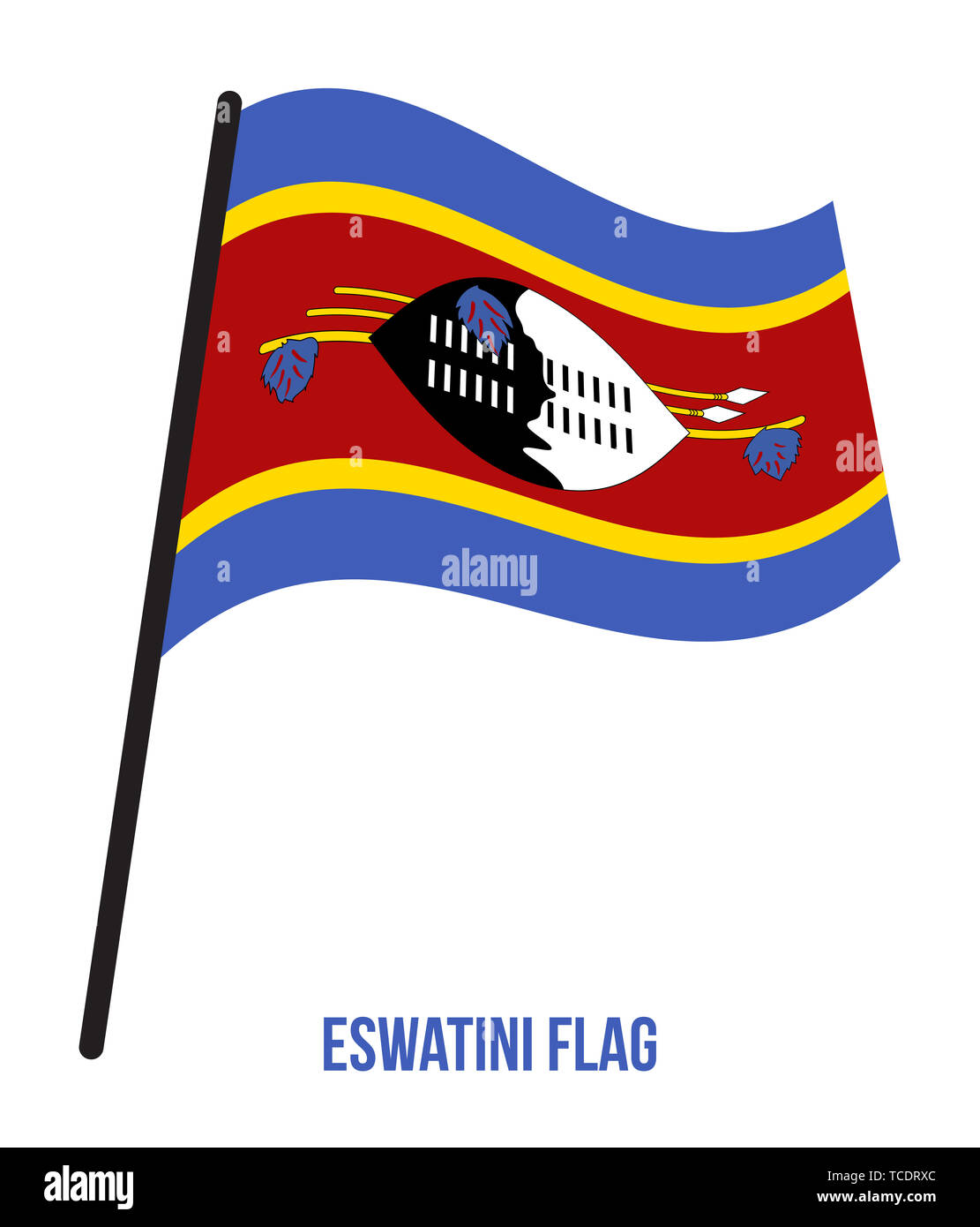 Eswatini Flag Waving Vector Illustration on White Background. Eswatini ...