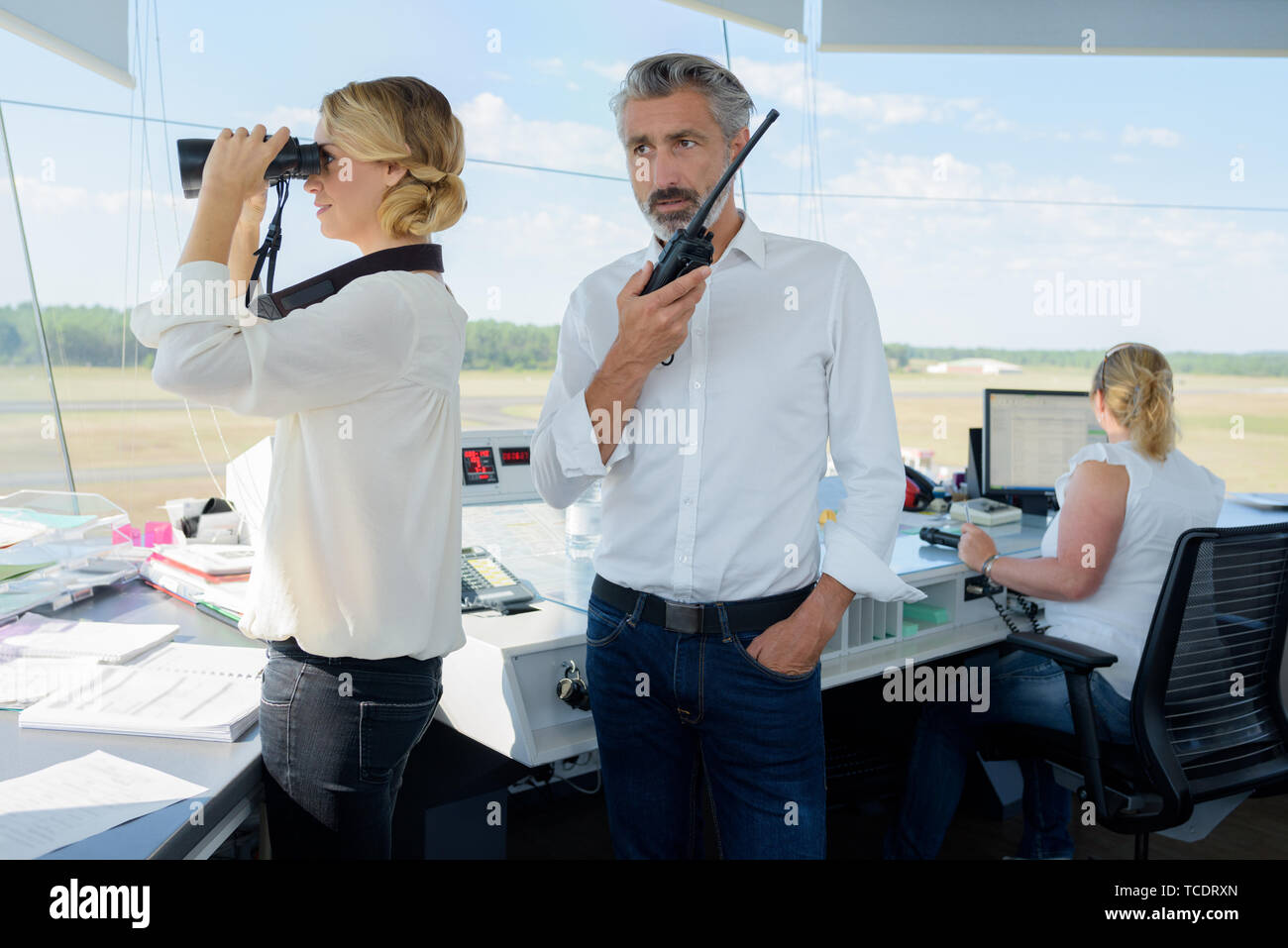 air control tower workers Stock Photo - Alamy