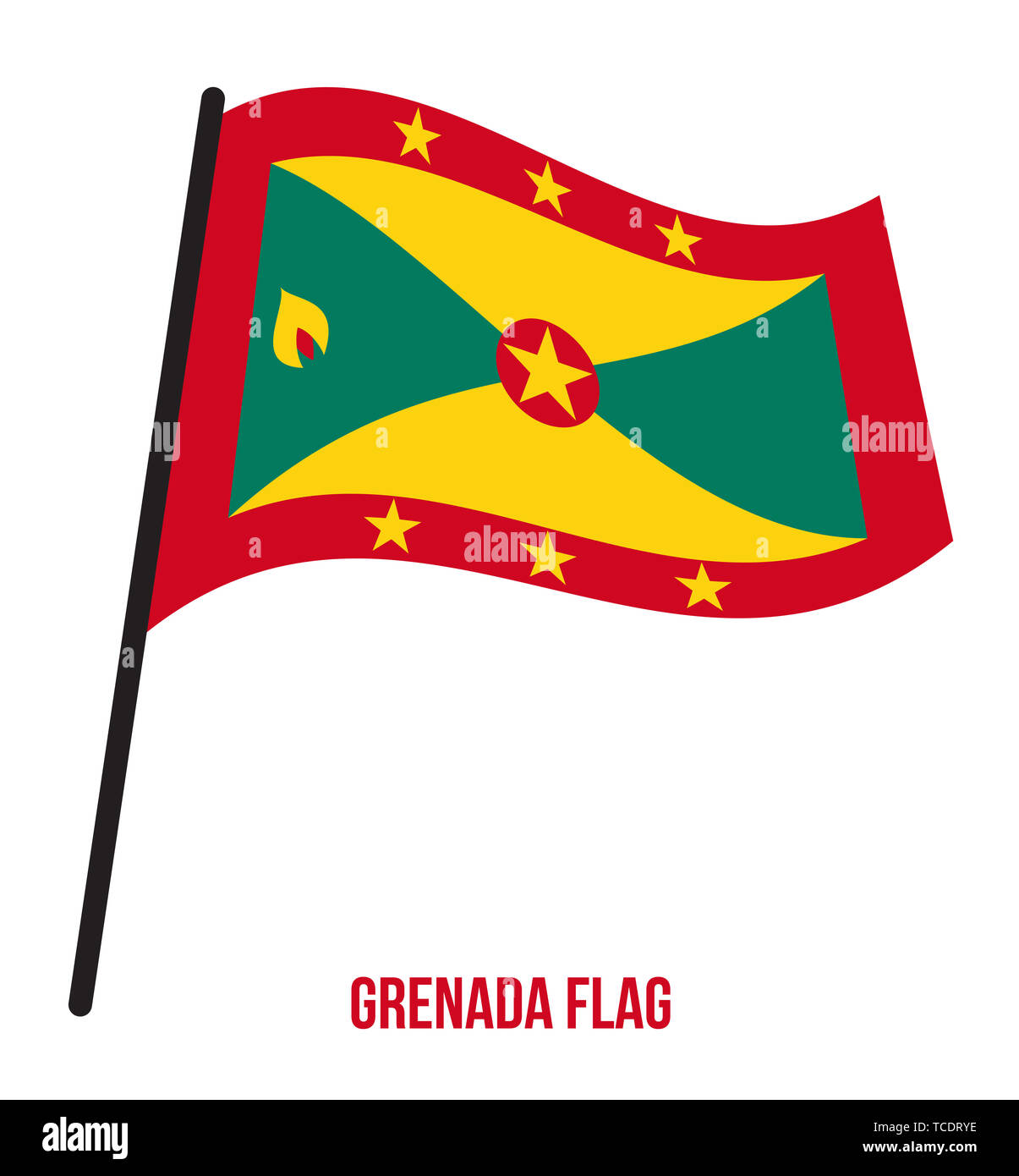 Grenada Flag Waving Vector Illustration on White Background. Grenada ...