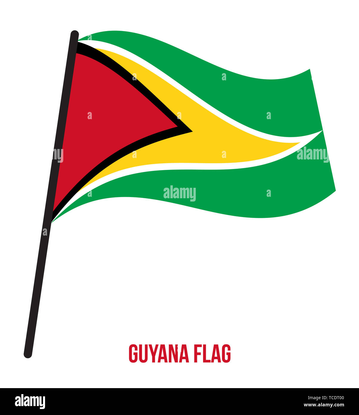 Guyana Flag Waving Vector Illustration on White Background. Guyana National Flag Stock Photo - Alamy