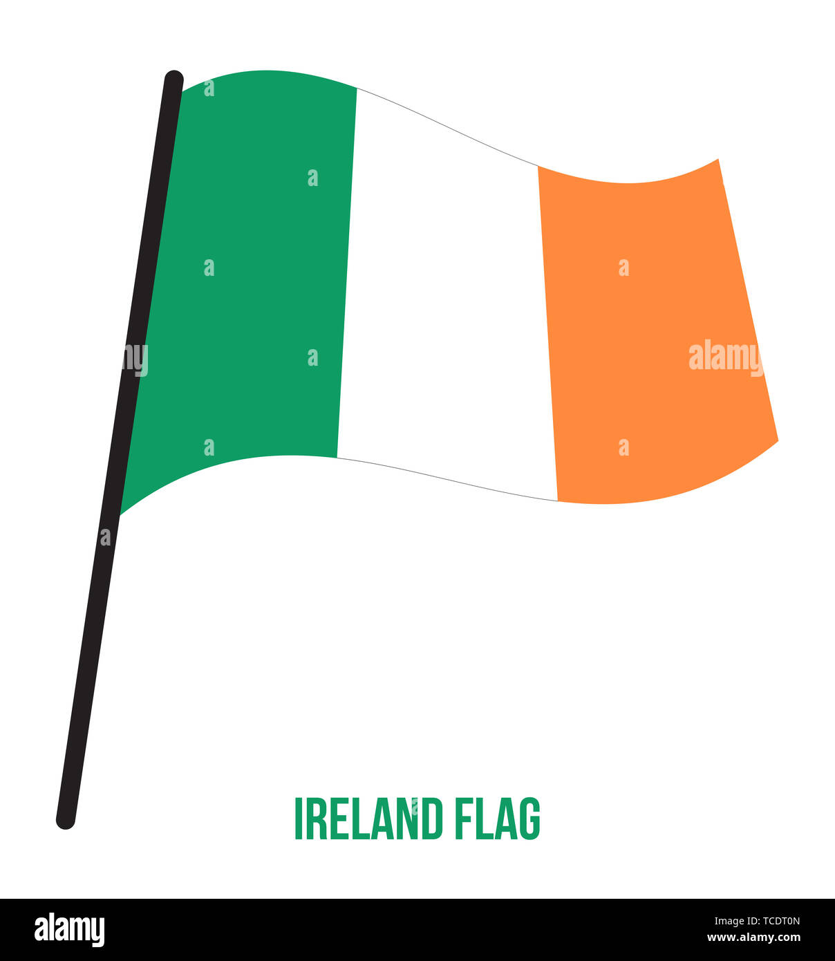 Ireland Flag Waving Vector Illustration on White Background. Ireland ...