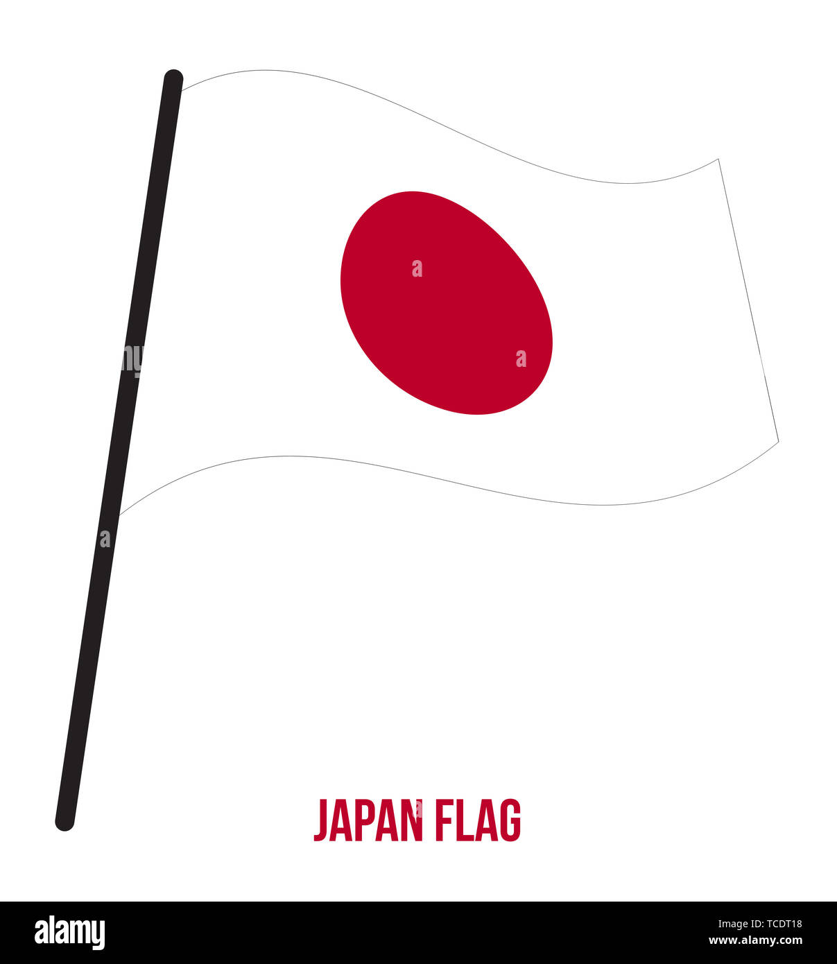 Japan Flag Waving Vector Illustration on White Background. Japan ...