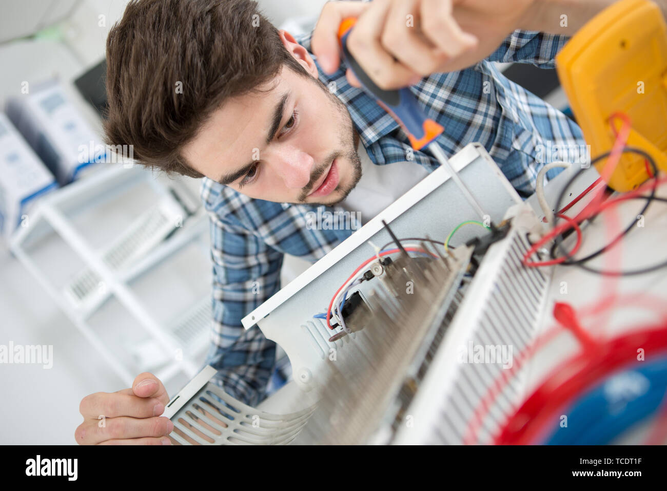 installing the cooling system of the cpu Stock Photo - Alamy
