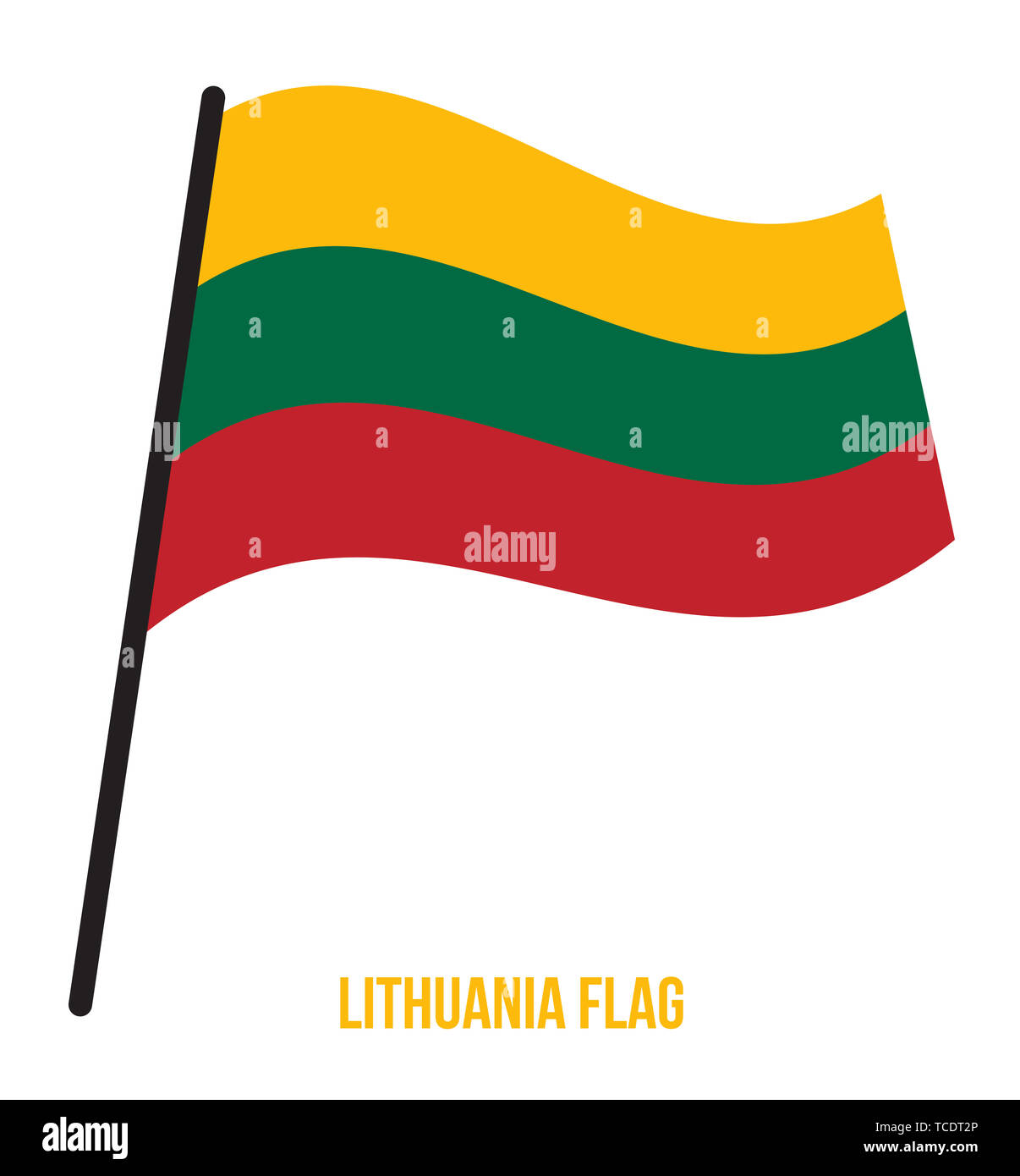 Lithuania Flag Waving Vector Illustration on White Background ...