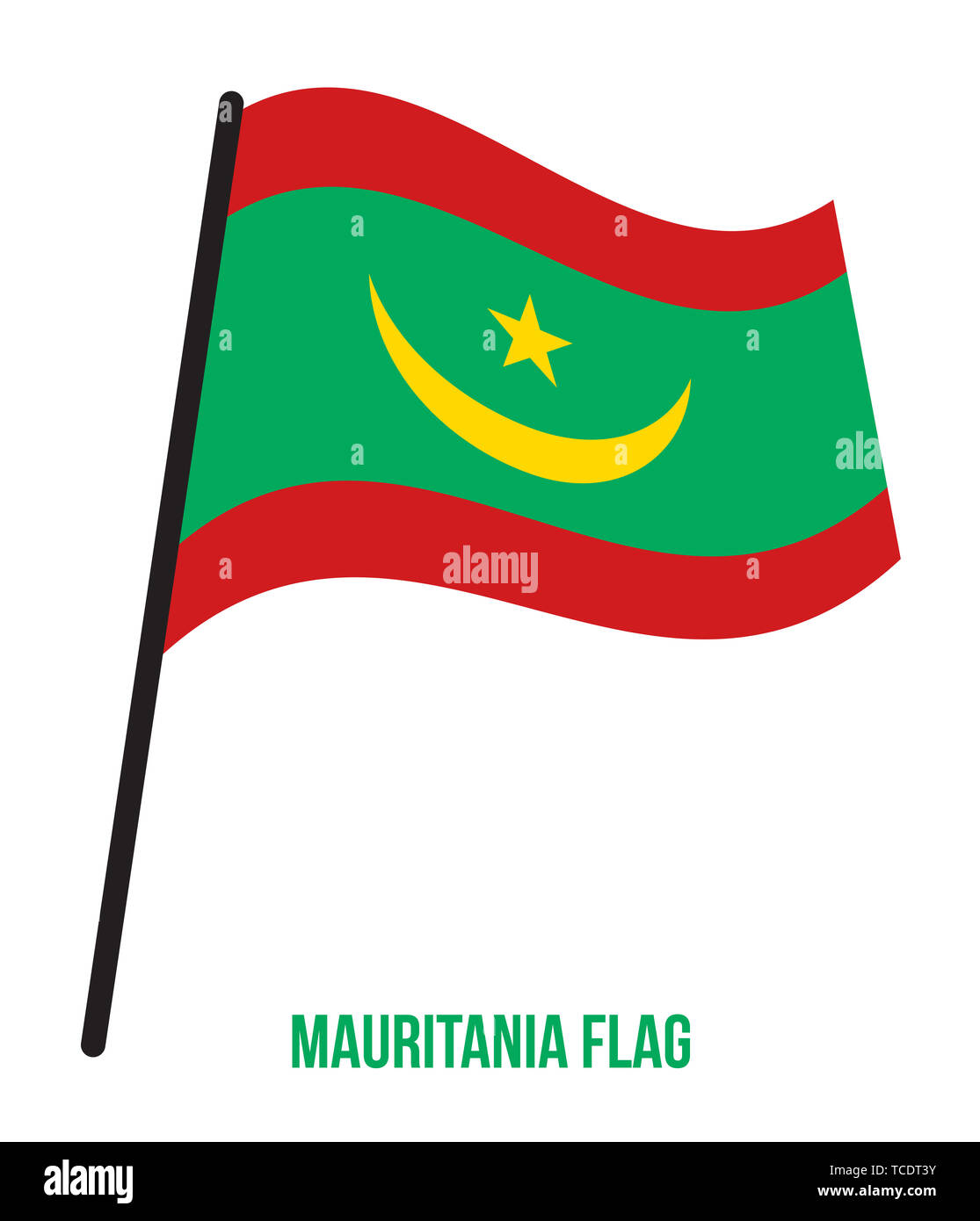Mauritania Flag Waving Vector Illustration On White Background