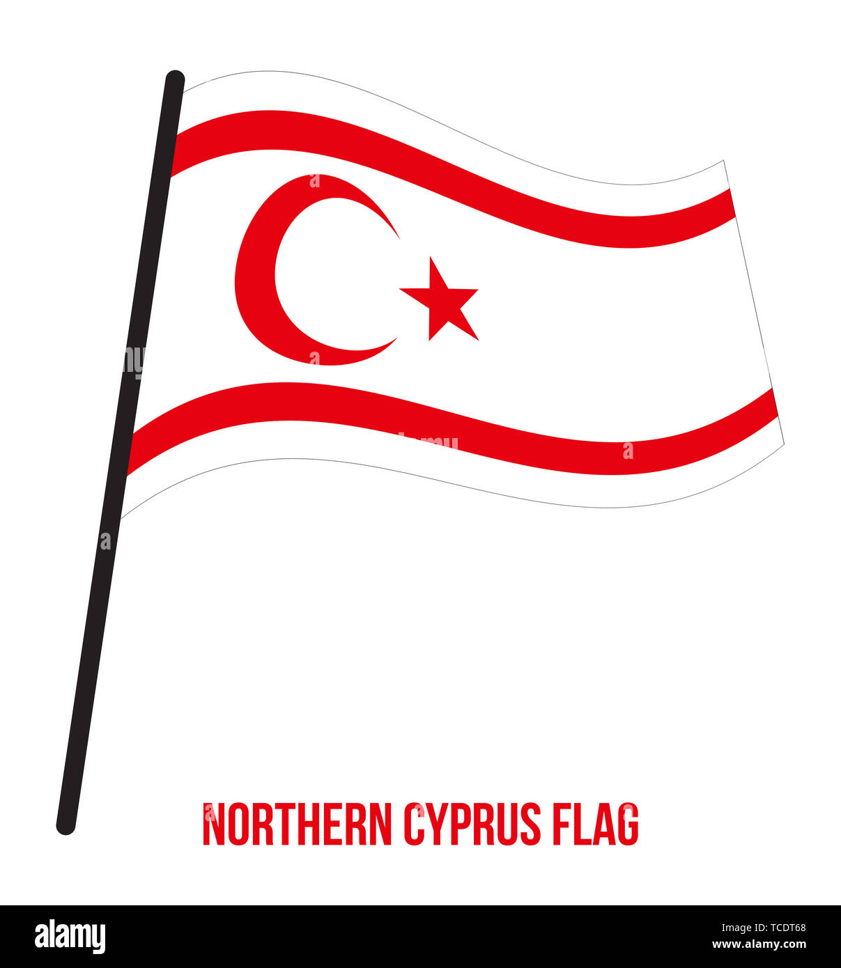 Northern Cyprus Flag Waving Vector Illustration on White Background ...