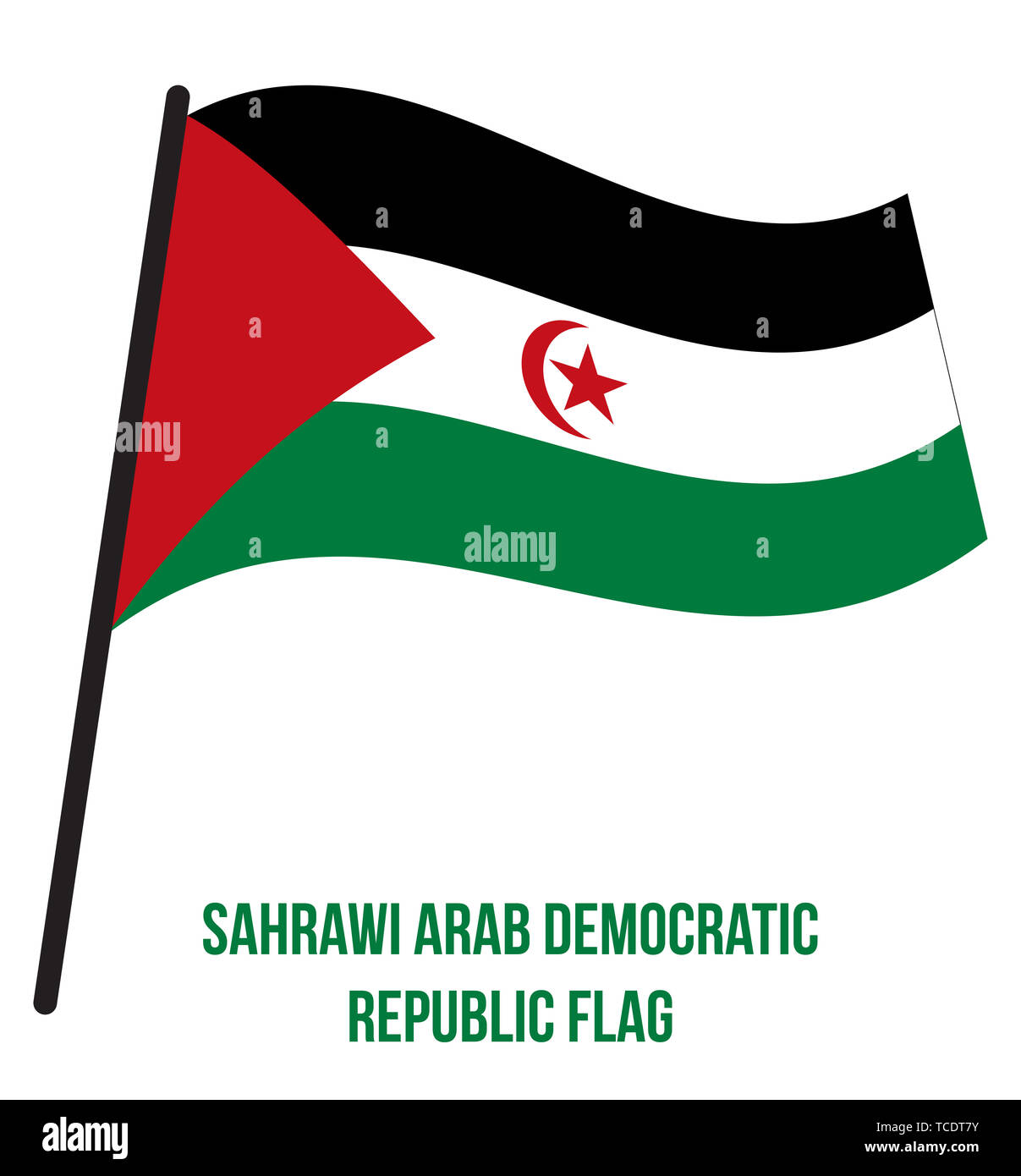 Sahrawi Arab Democratic Republic Flag Waving Vector Illustration on ...