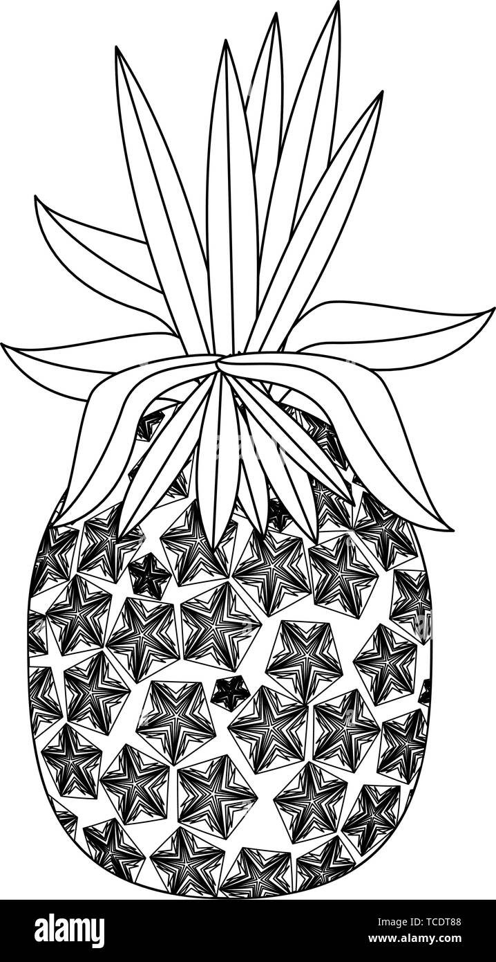 delicious tropical fruit icon cartoon in black and white Stock Vector ...