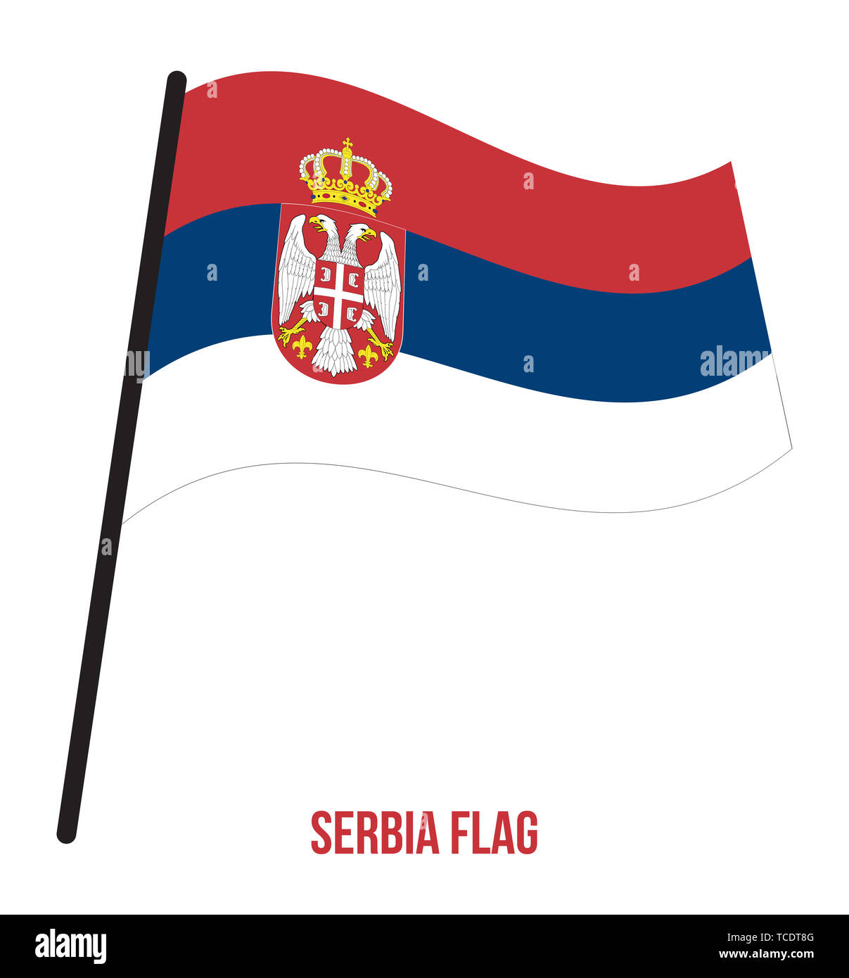 Serbia Flag Waving Vector Illustration on White Background. Serbia ...