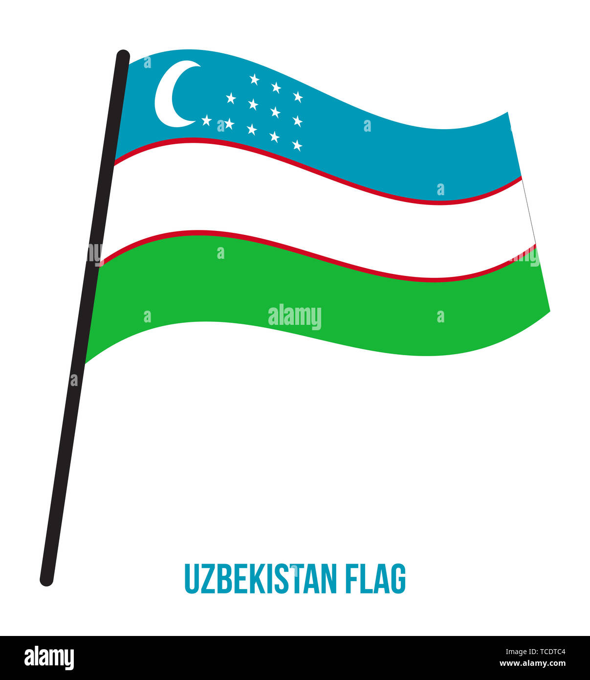 Uzbekistan Flag Waving Vector Illustration on White Background ...