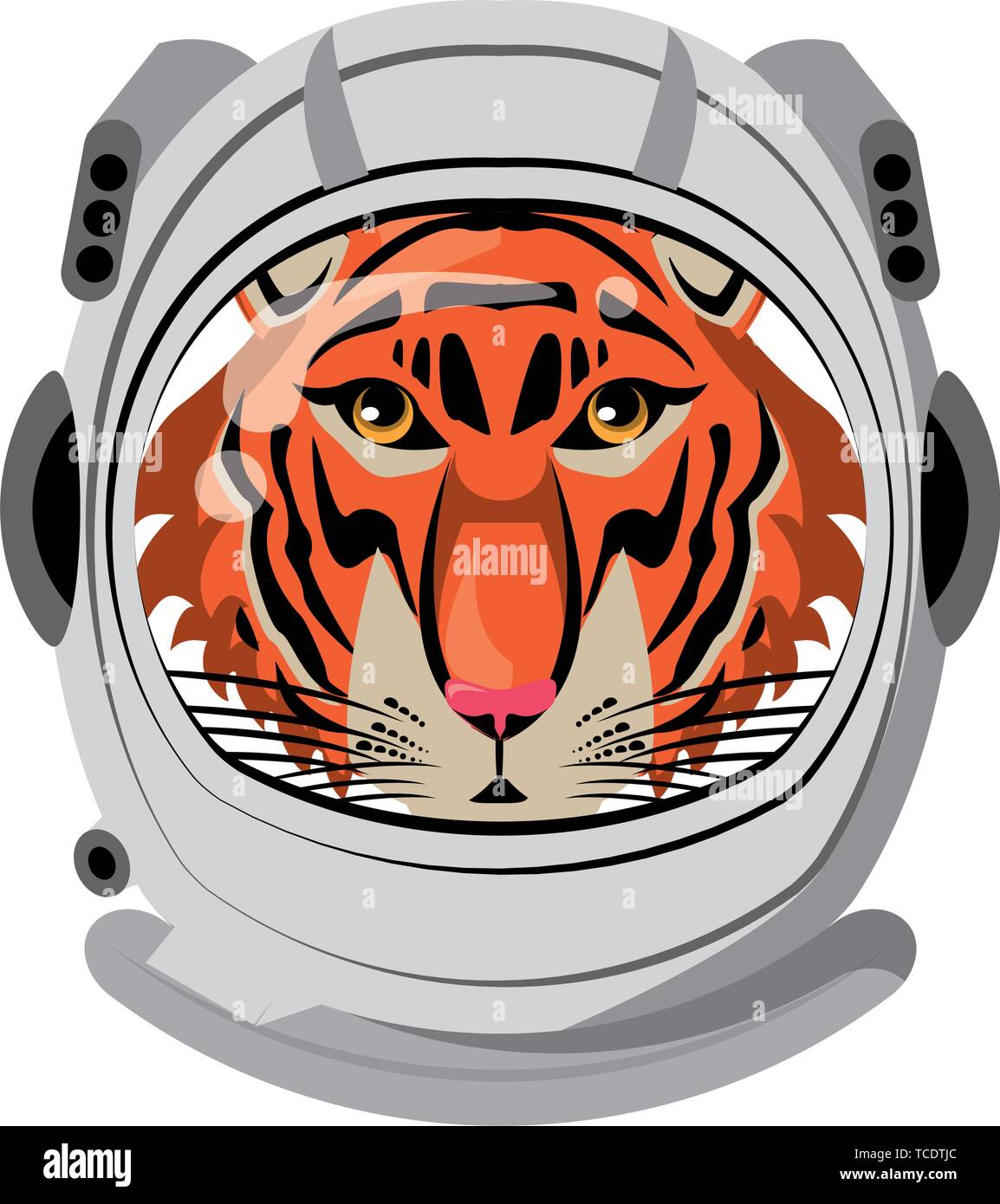 Tiger with astronaut helmet cartoon isolated Stock Vector Image & Art ...