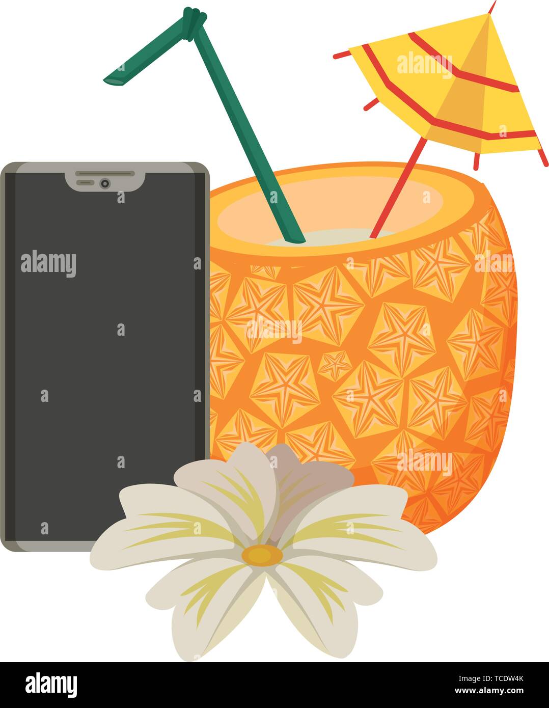 pineapple cocktail beverage icon cartoon Stock Vector Image & Art - Alamy
