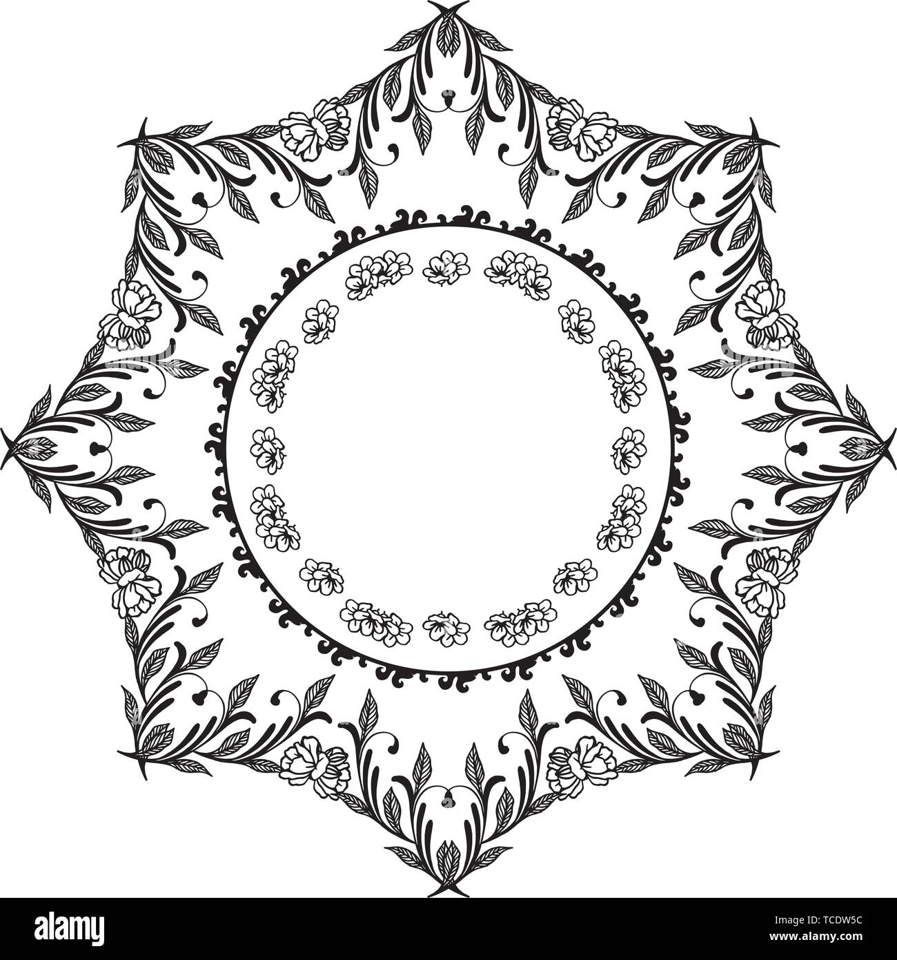 Vector illustration decoration drawing with ornate of flower frame hand ...