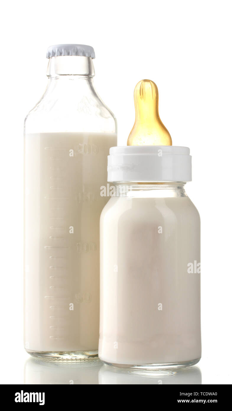 bottles of milk isolated on white Stock Photo - Alamy