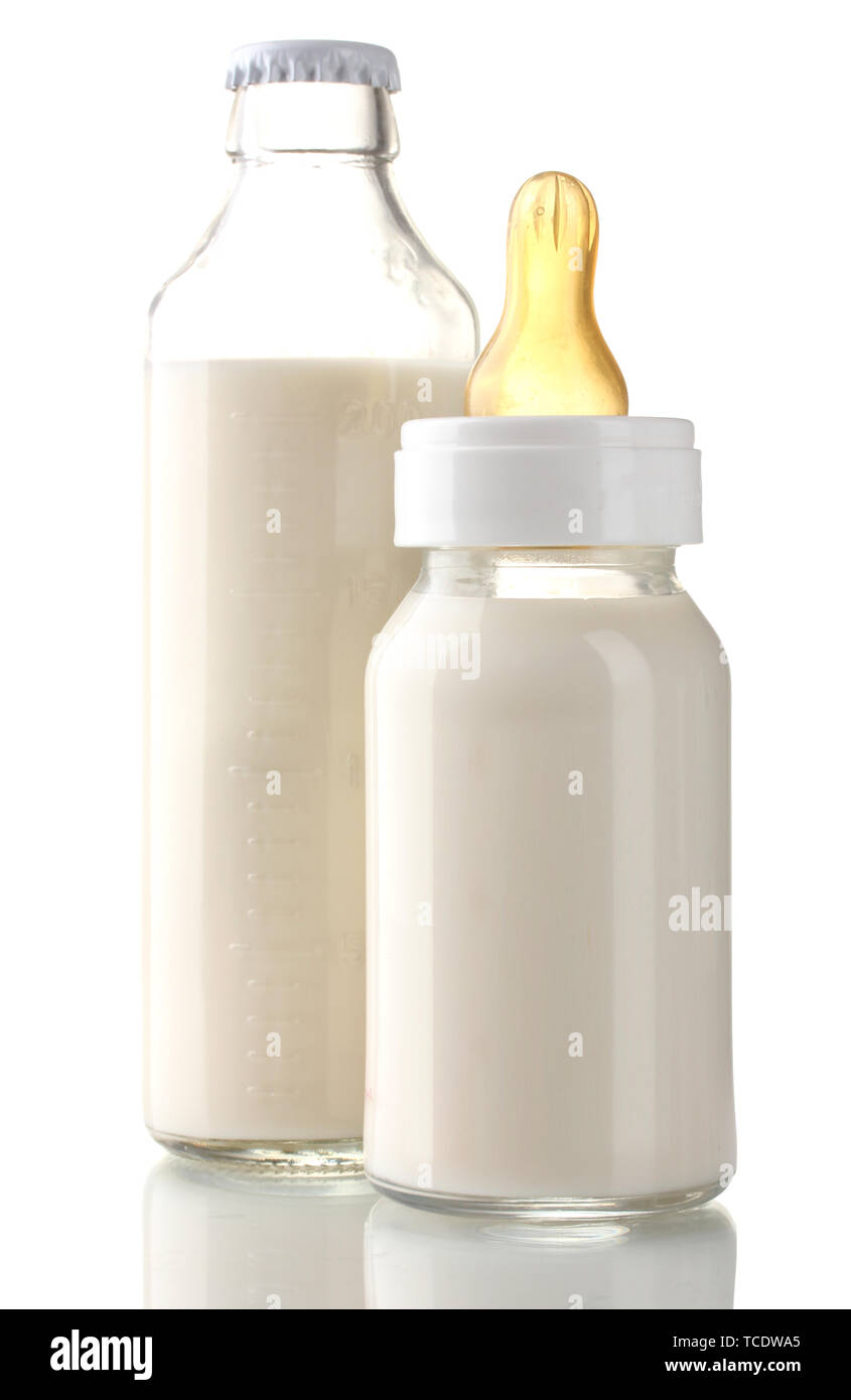 bottles of milk isolated on white Stock Photo - Alamy