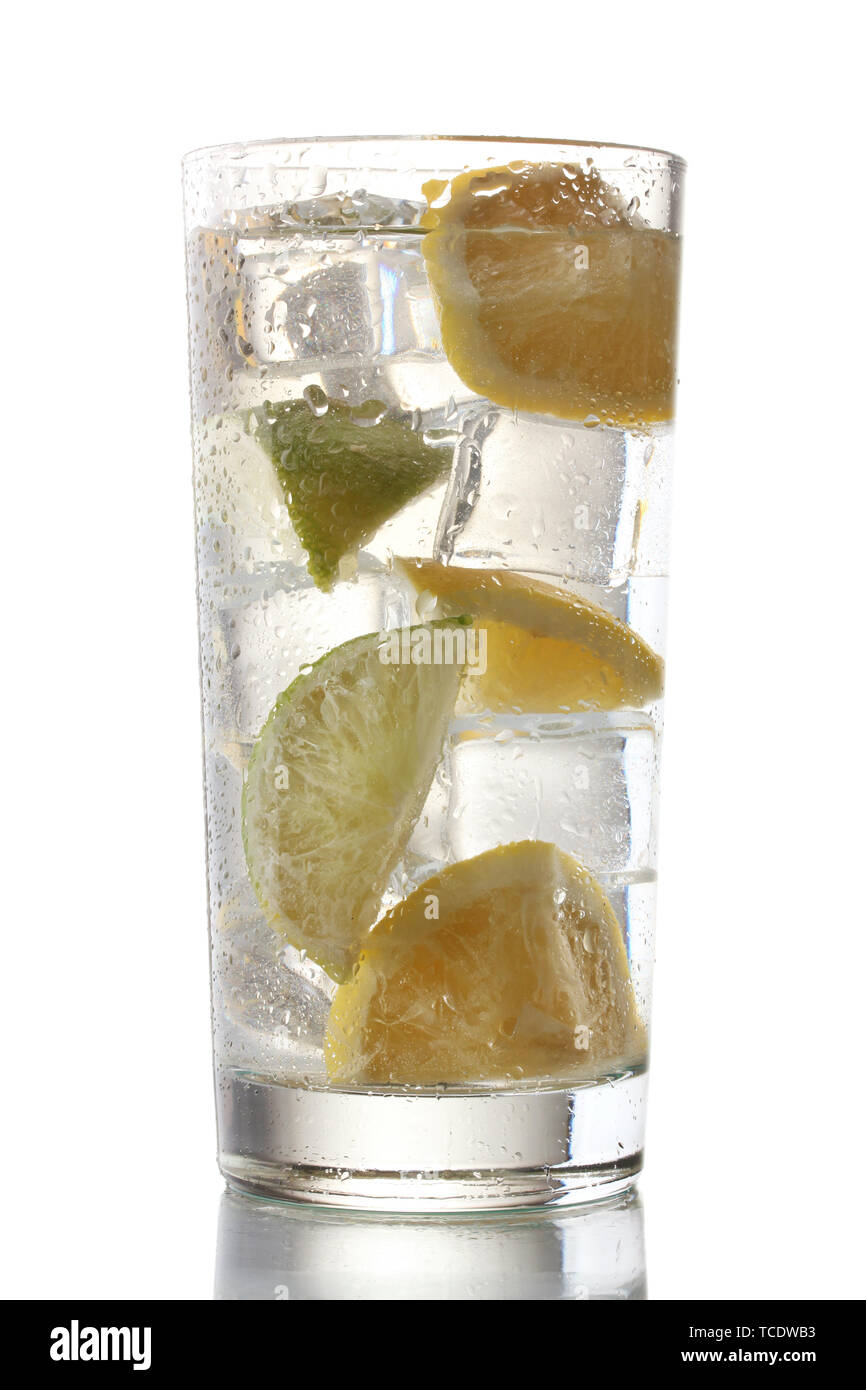 cold fresh lemonade isolated on white Stock Photo - Alamy