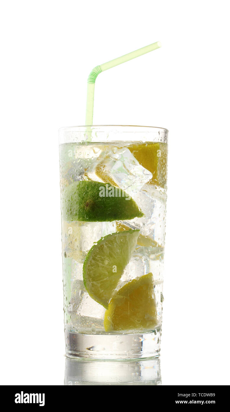 cold fresh lemonade isolated on white Stock Photo - Alamy