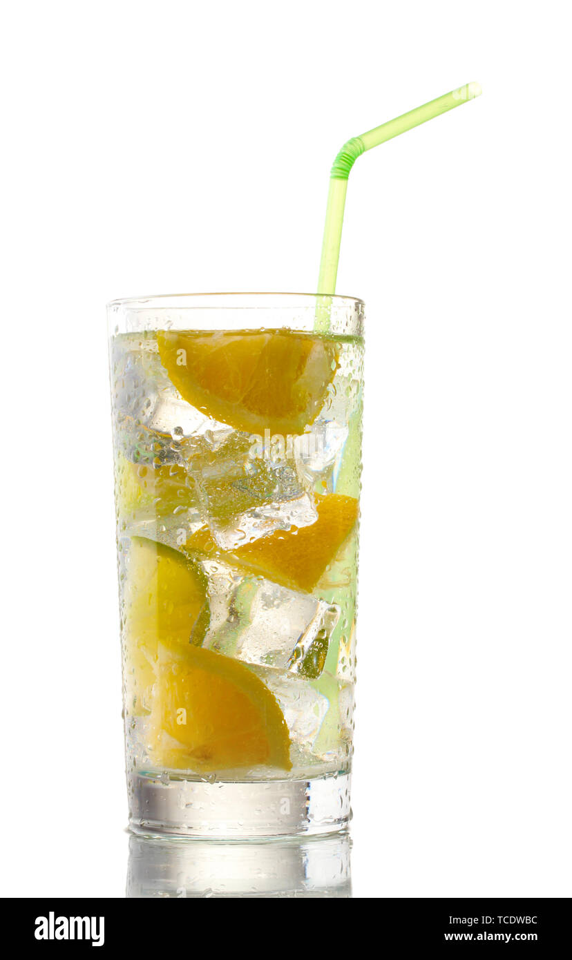 cold fresh lemonade isolated on white Stock Photo - Alamy