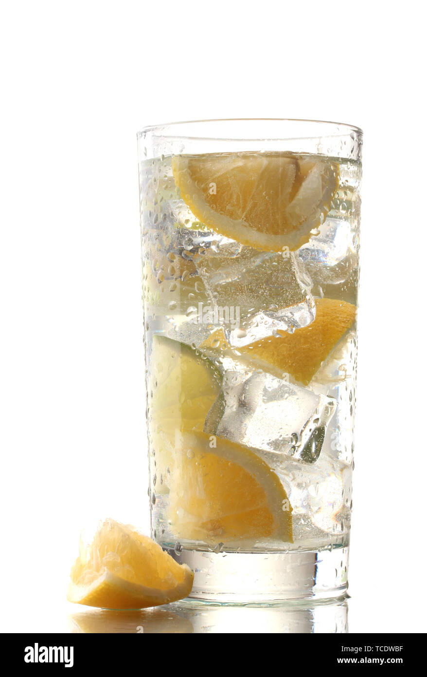cold fresh lemonade isolated on white Stock Photo - Alamy