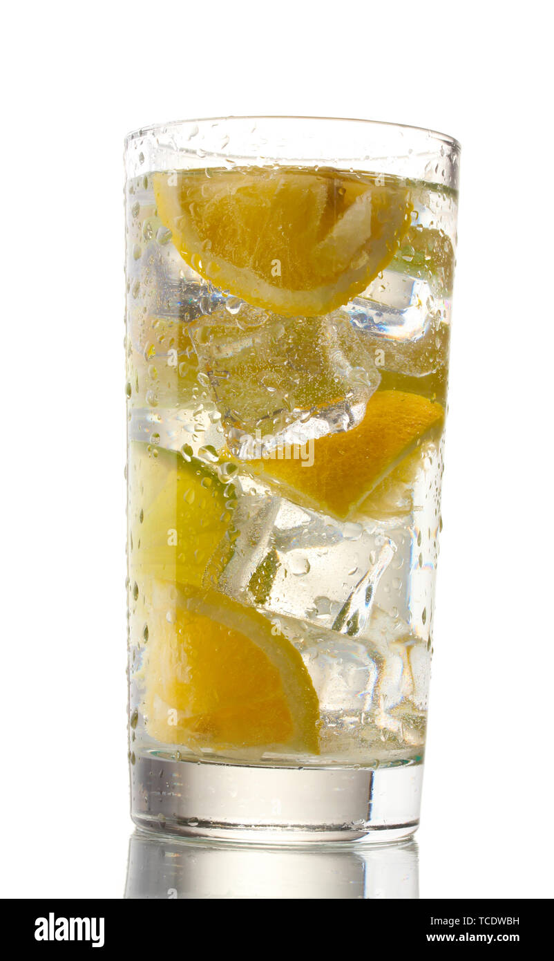 cold fresh lemonade isolated on white Stock Photo - Alamy