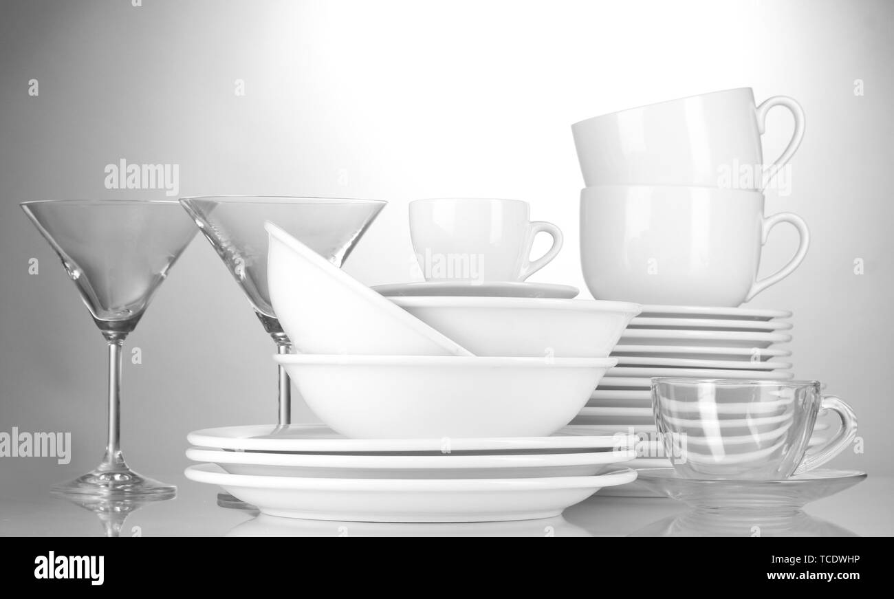Empty plates glasses Black and White Stock Photos & Images - Alamy