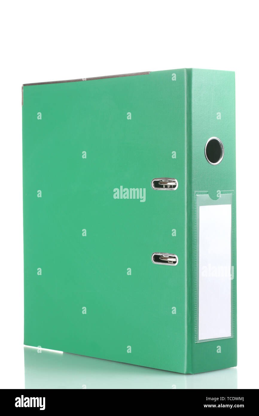 Office green folder isolated on white Stock Photo - Alamy