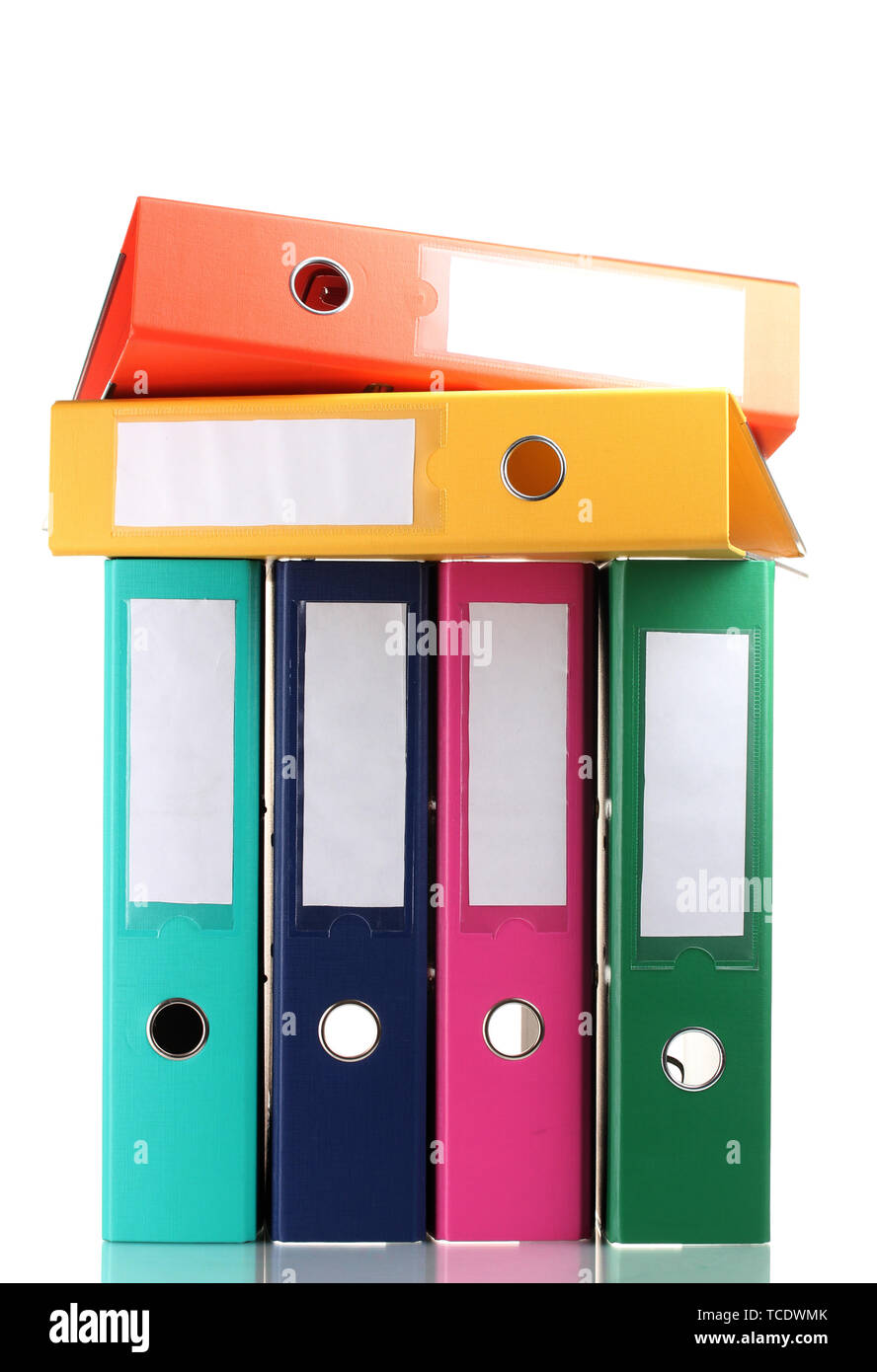 Office folders isolated on white Stock Photo - Alamy