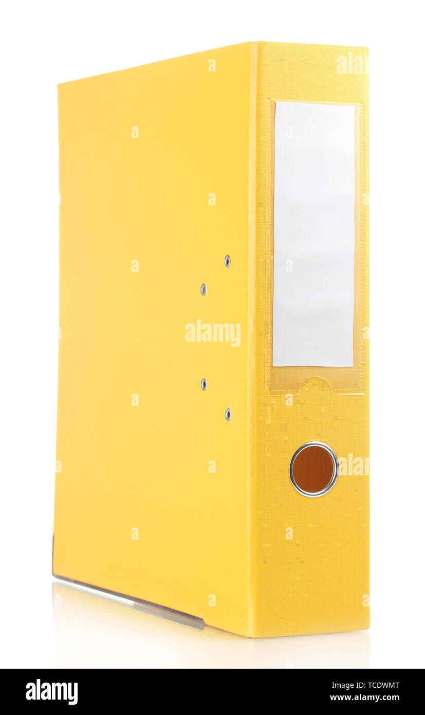 Office yellow folder isolated on white Stock Photo - Alamy