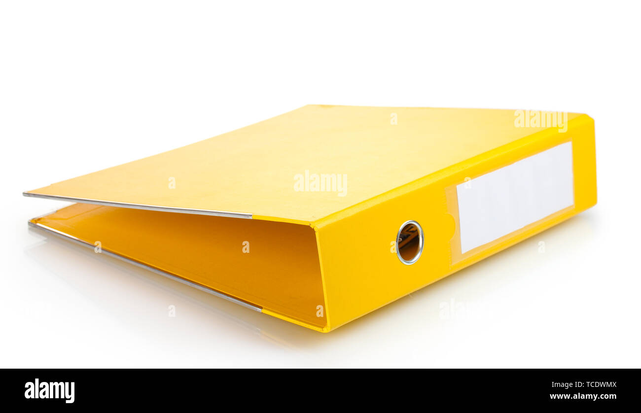 Office yellow folder isolated on white Stock Photo - Alamy