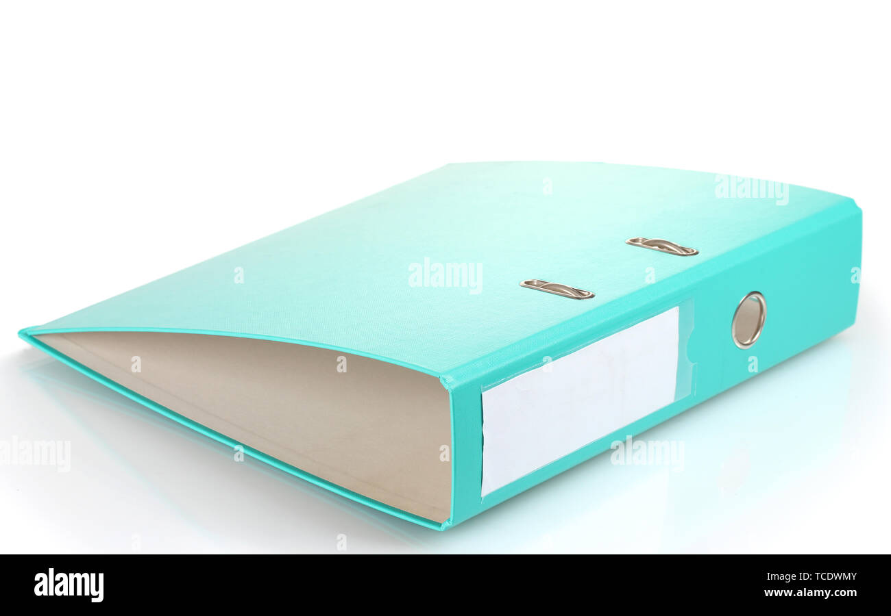 Office green folder isolated on white Stock Photo - Alamy