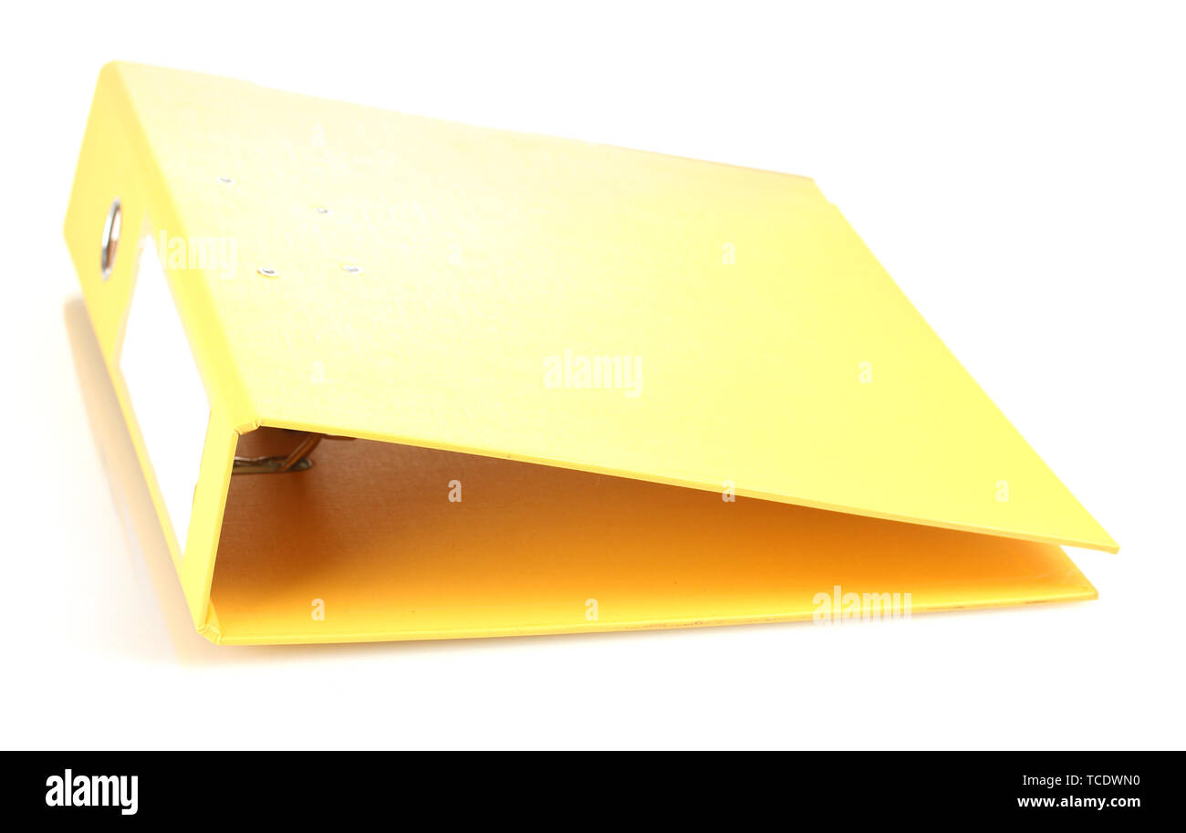 Office yellow folder isolated on white Stock Photo - Alamy