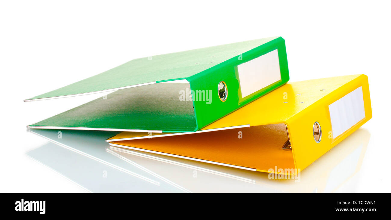 Office folders isolated on white Stock Photo - Alamy