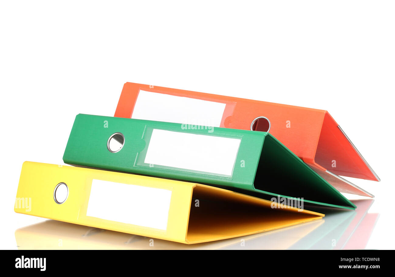Office folders isolated on white Stock Photo - Alamy