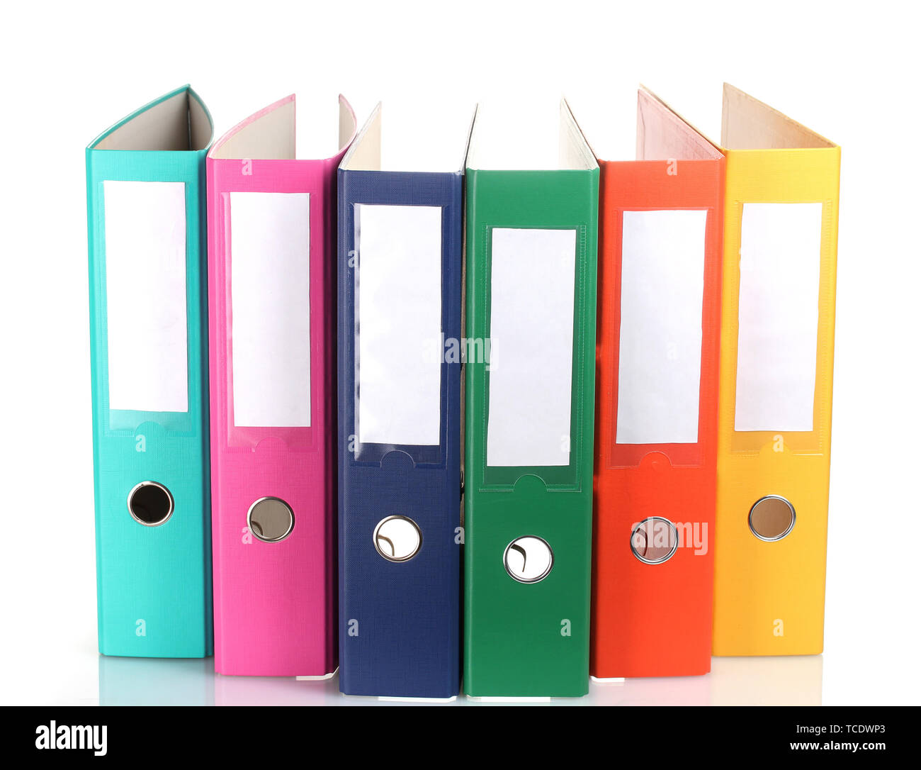 Office folders isolated on white Stock Photo - Alamy