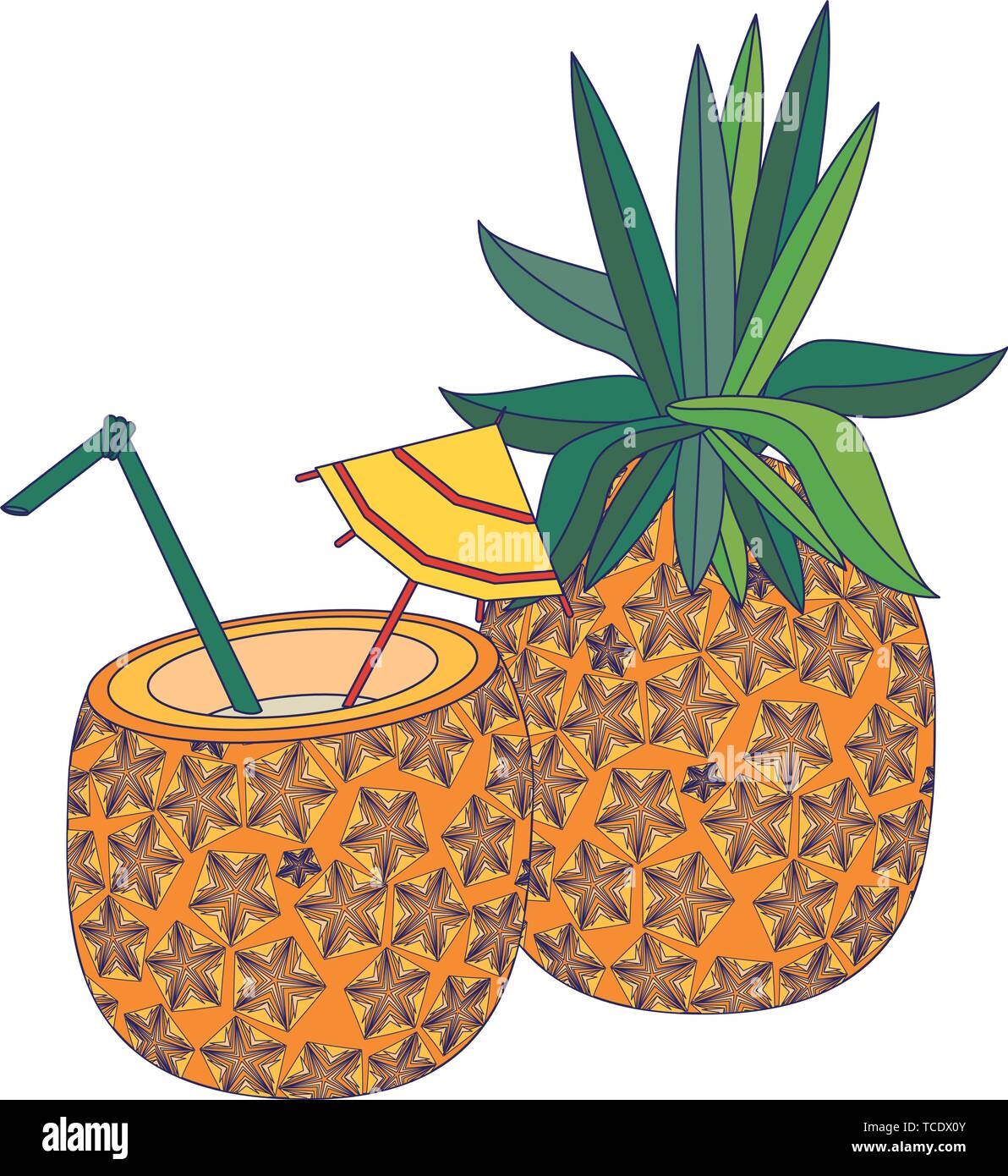 pineapple and pineapple cocktail icon Stock Vector Image & Art - Alamy