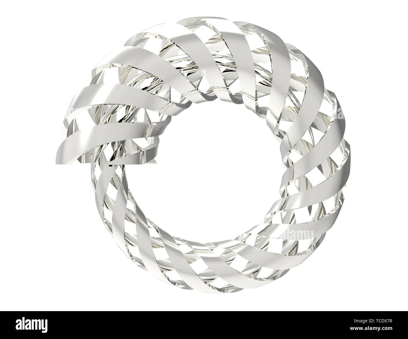 3d rendering of a curve swirl spiral object isolated in white studio ...