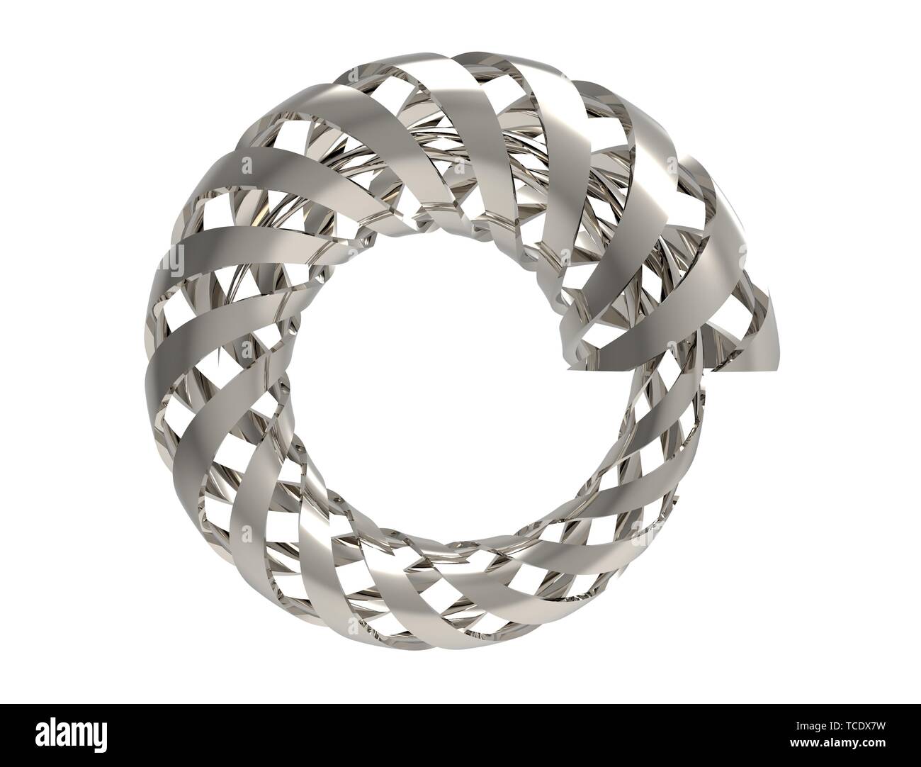 3d rendering of a curve swirl spiral object isolated in white studio ...