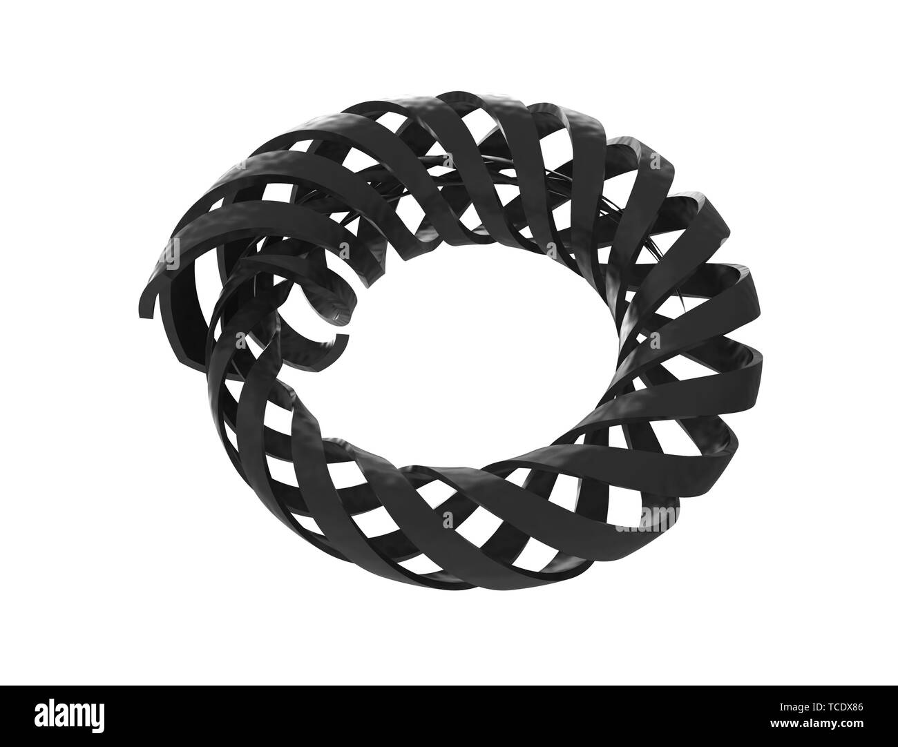 3d rendering of a curve swirl spiral object isolated in white studio ...