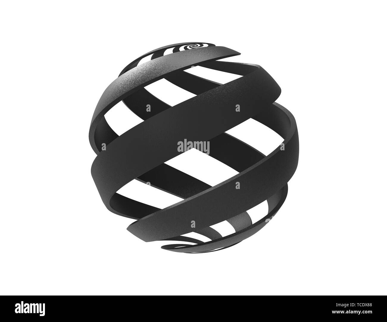 3D rendering of a spiral sphere isolated in white studio background ...