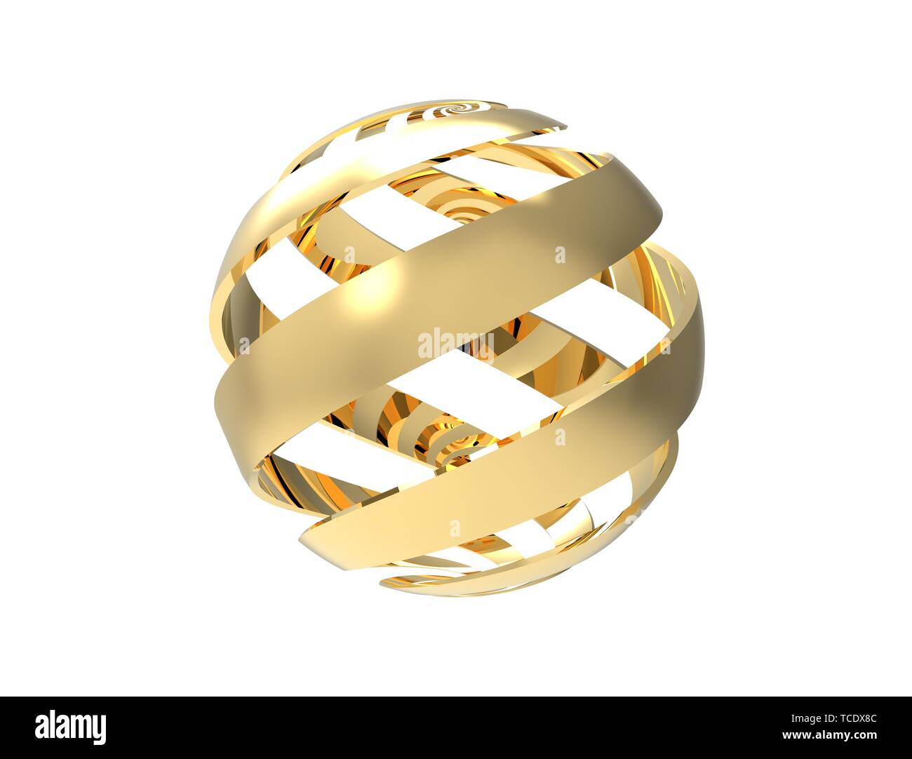 3D rendering of a spiral sphere isolated in white studio background ...