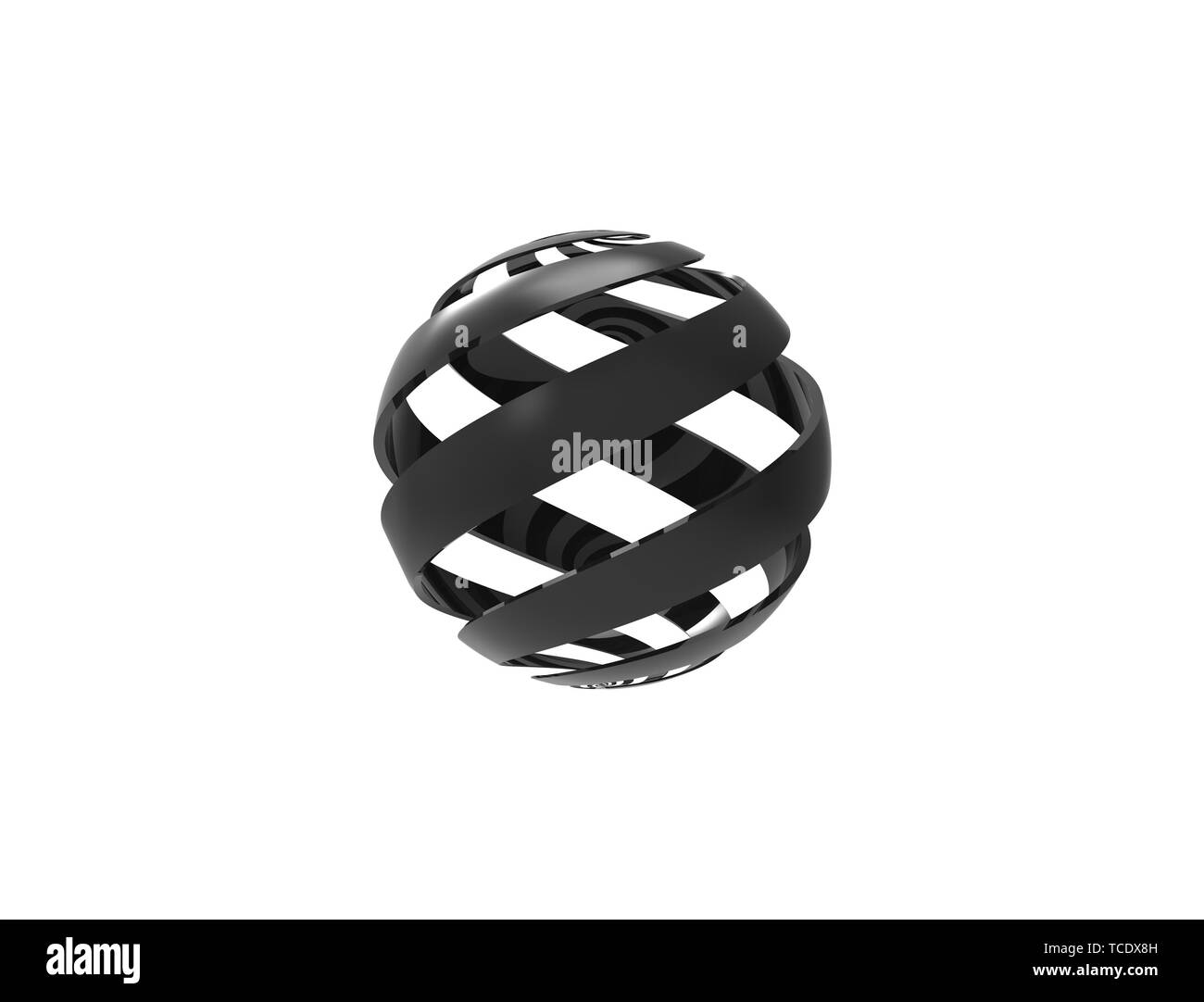 3D rendering of a black spiral sphere isolated in white studio ...