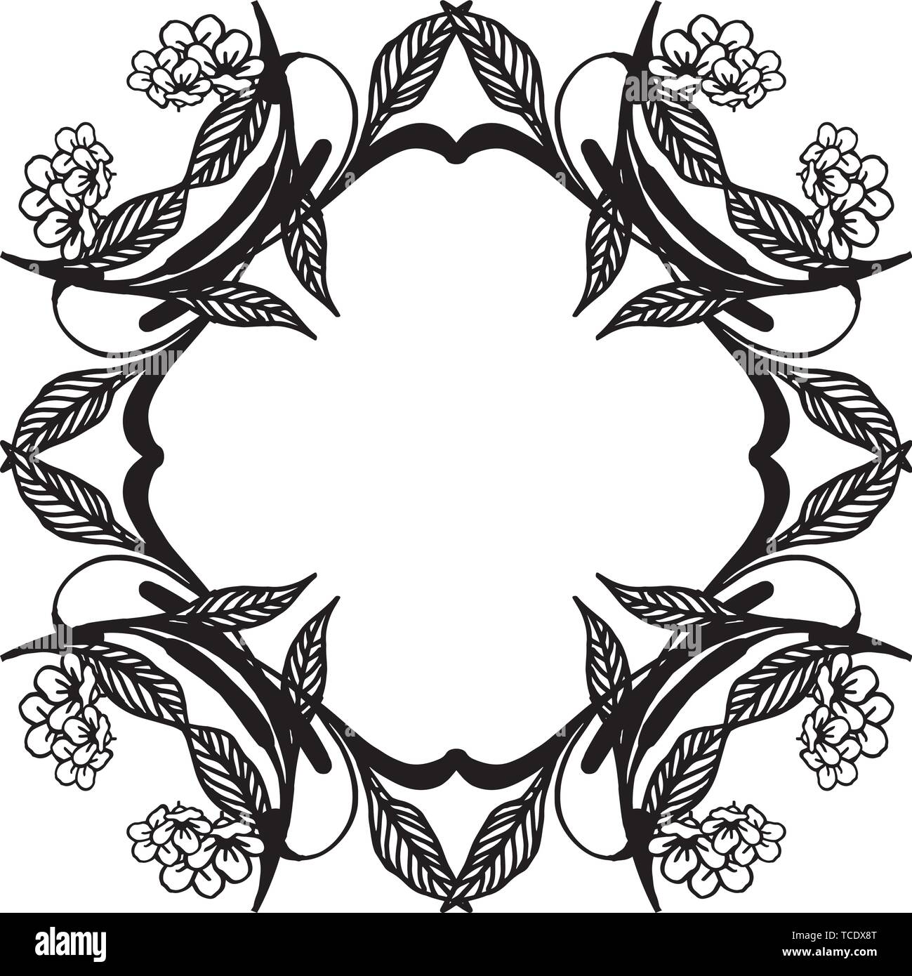 Vector illustration design flower frame for ornate of banner of hand ...