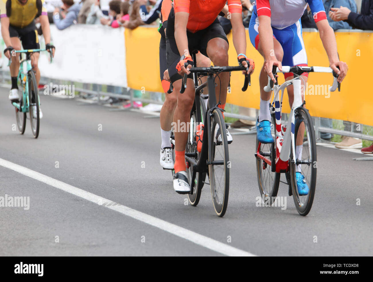 two cyclists during the road race Stock Photo - Alamy